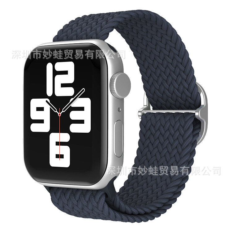 Ремешок для часов, нейлон, плетеный, двойной, для Apple Watch, 42-49 мм, темно-синий
