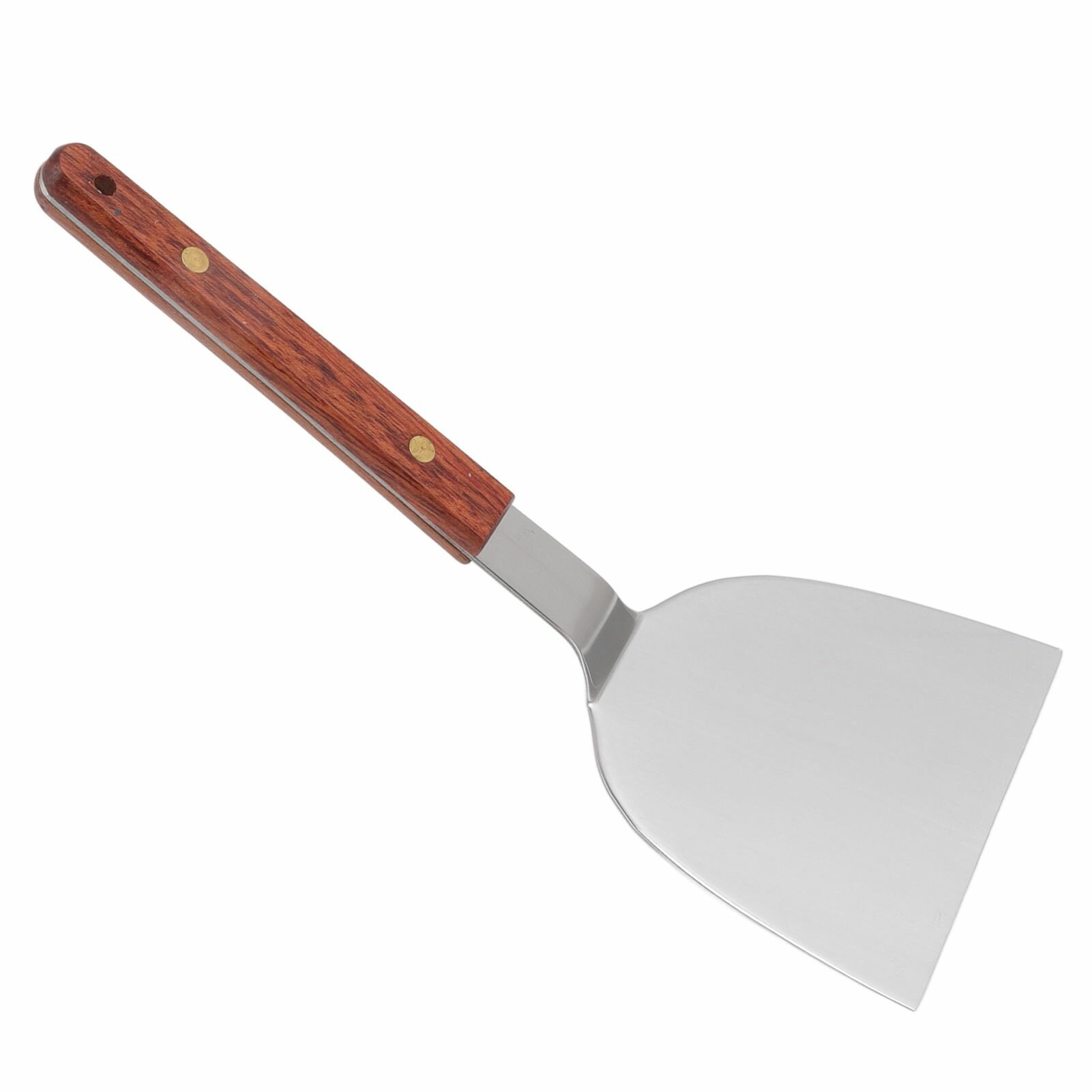 Лопатка для барбекю из нержавеющей стали 105 мм с деревянной ручкой, многофункциональная лопатка для гриля для стейка, рыбы, пельменей, яиц, антипригарное термостойкое покрытие