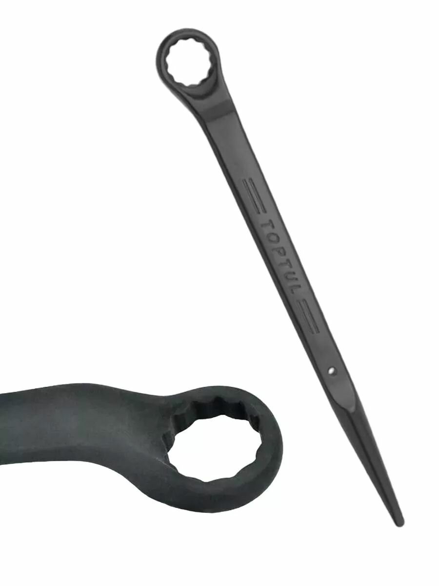 Накидной ключ 41 мм гаечный ударный односторонний кольцевой силовой изогнутый на 45 градусов фосфатированный профессиональный AAAS4141 TOPTUL
