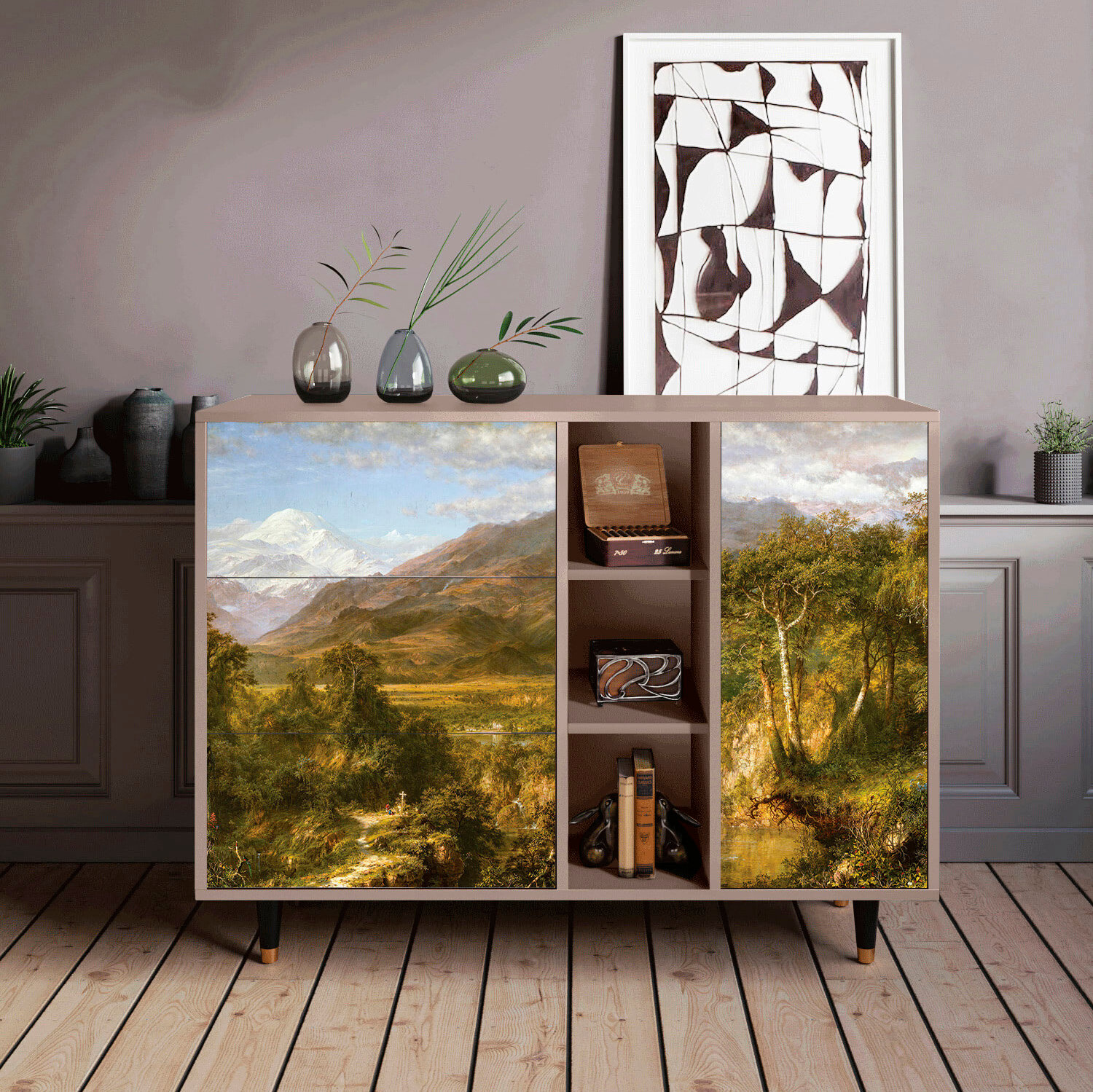 Комод - STORYZ - BS2 The Heart of the Andes by Frederic Edwin Church, Разер - 125 x 97 x 48 см , Цвет корпуса - Бежевый