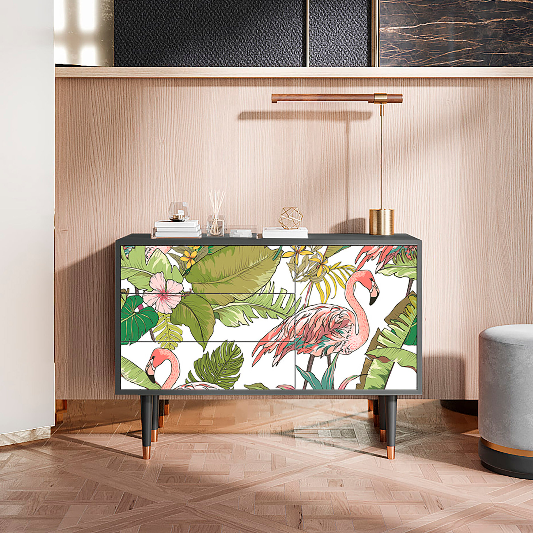 Комод - STORYZ - S3 Sweet Flamingo, Размер - 115 x 84 x 41 см, Цвет корпуса - , Антрацит