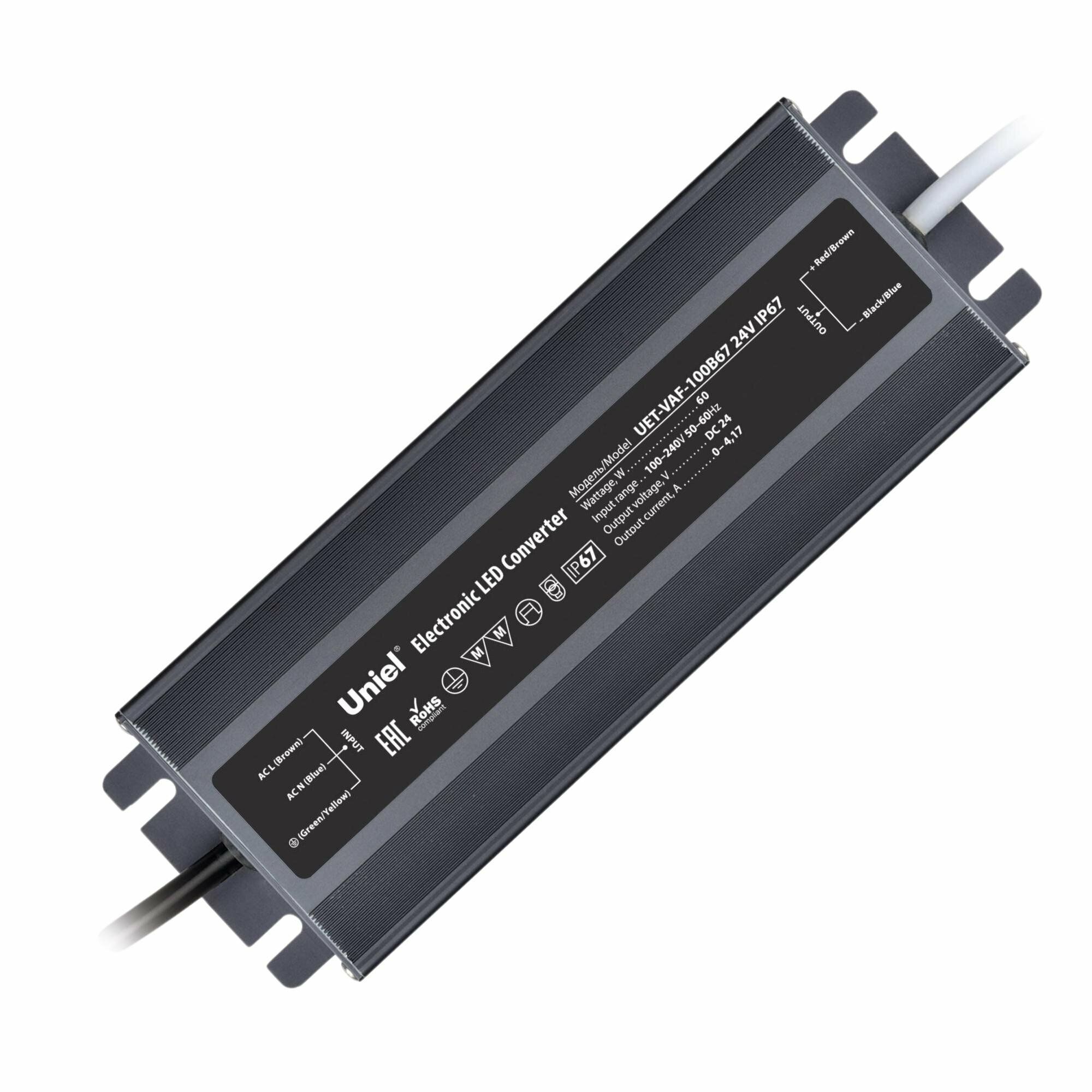 Блок питания Uniel "UET-VAF-100B67", для светодиодных лент, IP67
