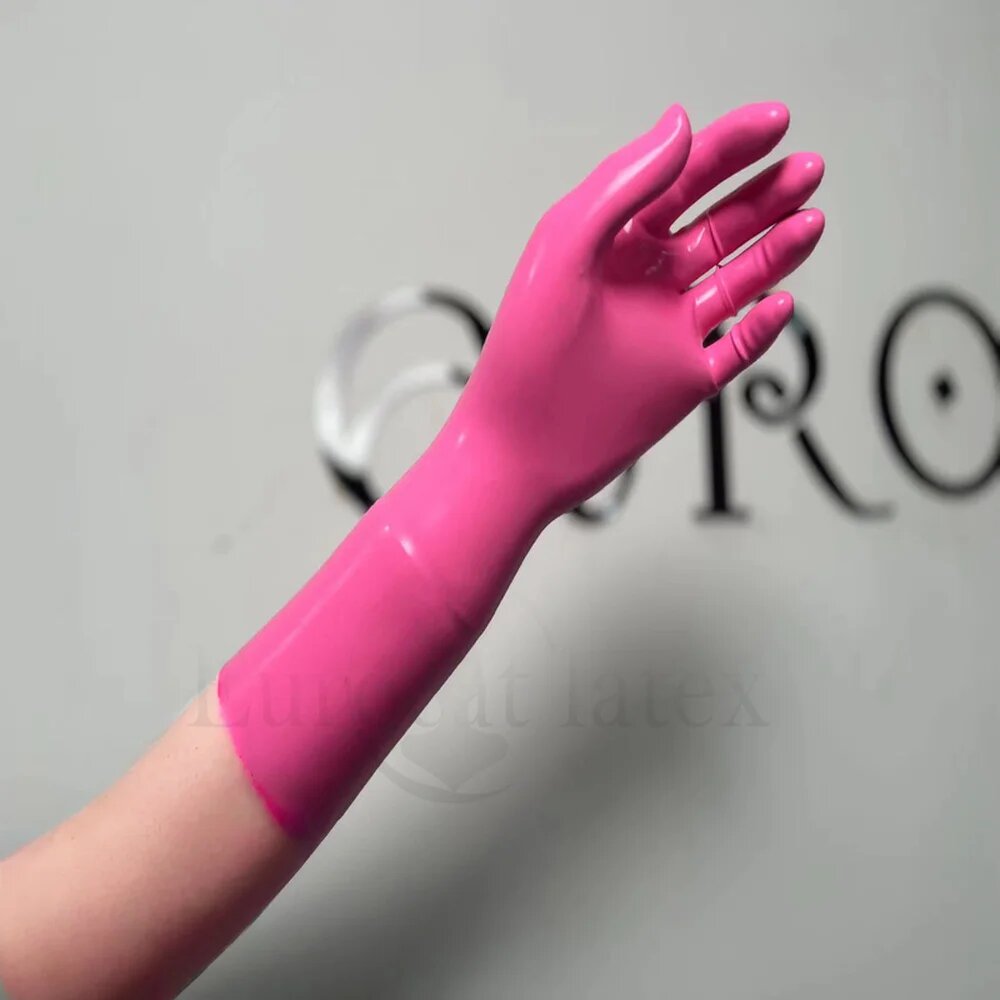 Розовые латексные перчатки pink