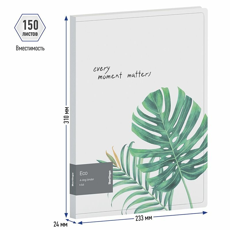 Папка на 4-х кольцах пластиковая 24 мм рисунок 600 мкм "Eco"