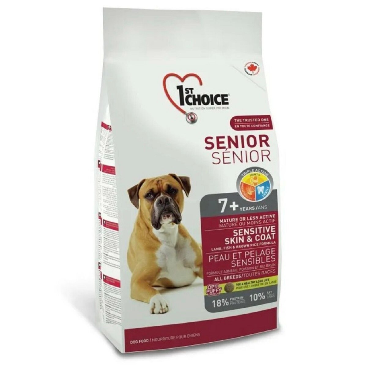 1ST CHOICE корм сухой для пожилых собак с чувствительной кожей и шерстью ягненок, рыба и рис 12кг
