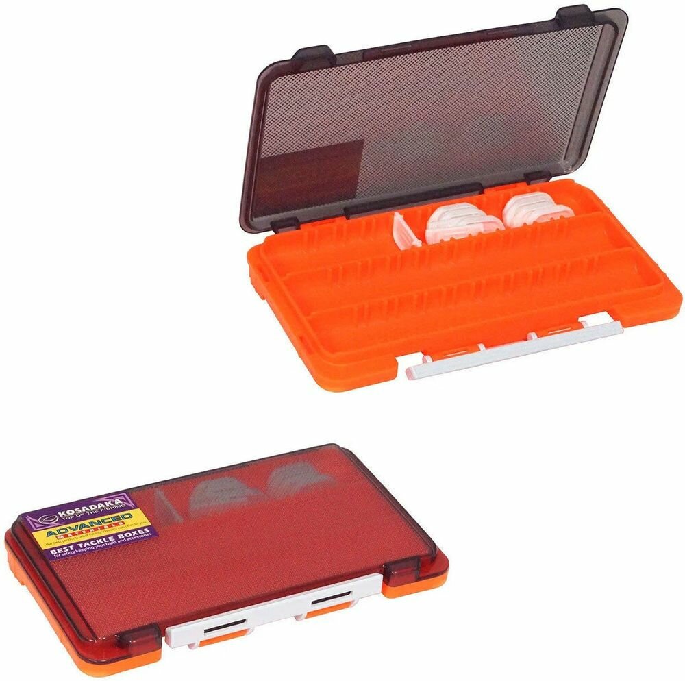 Коробка для воблеров Kosadaka TB-S63A-OR, 3 продольные секции+доп. вставки, размер 17,5х10,5х2 см