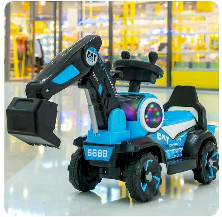 Электрический мощный детский экскаватор с возможностью сидеть и кататься