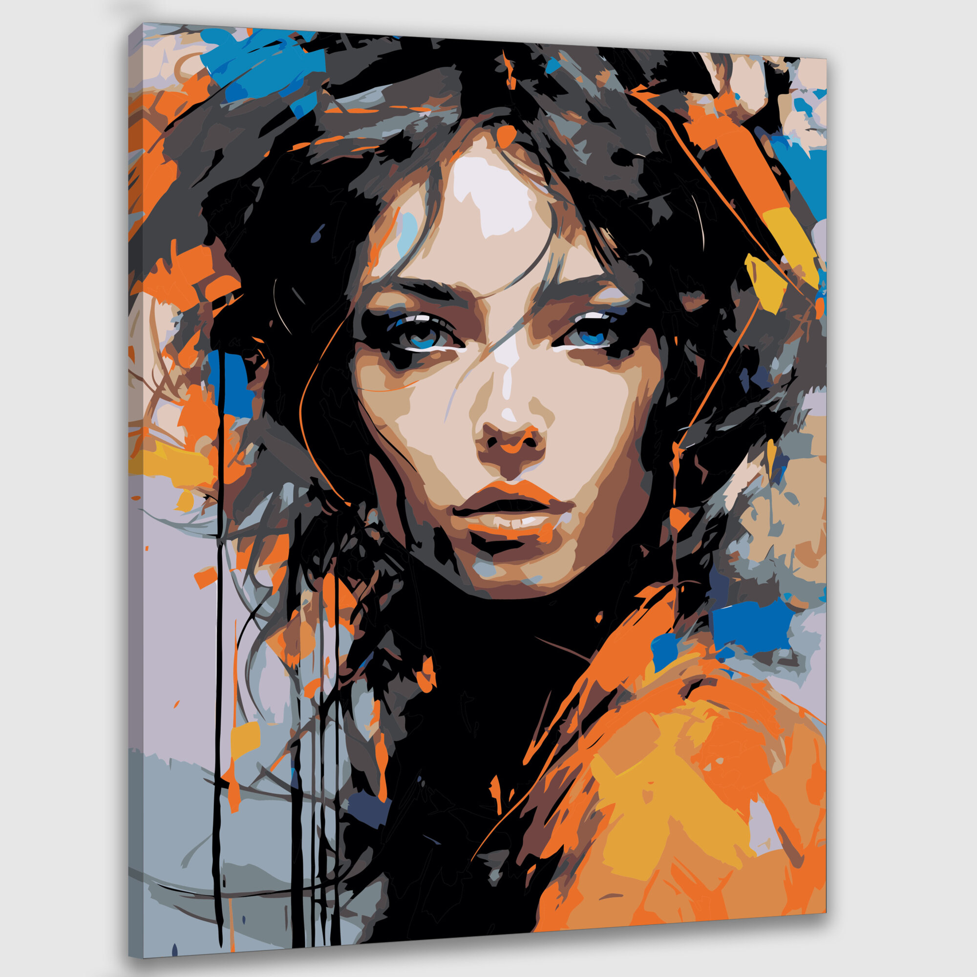 Картина по номерам 40x50 см, искусство, смешанная техника, девушка, страсть, линии, текстуры, цвета