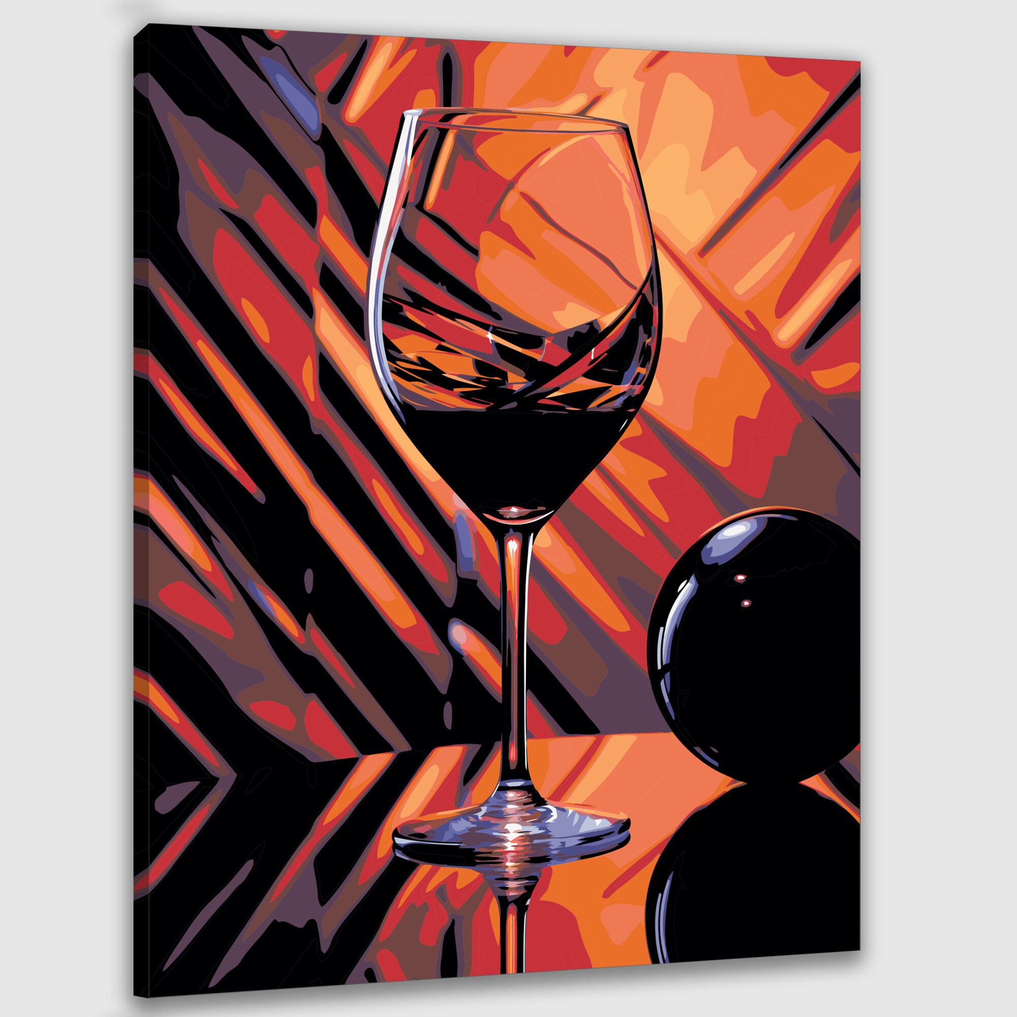 Картина по номерам 40x50 см, фотография, бокал, вино, стол, абстрактное искусство, отражения, прозрачность, узоры