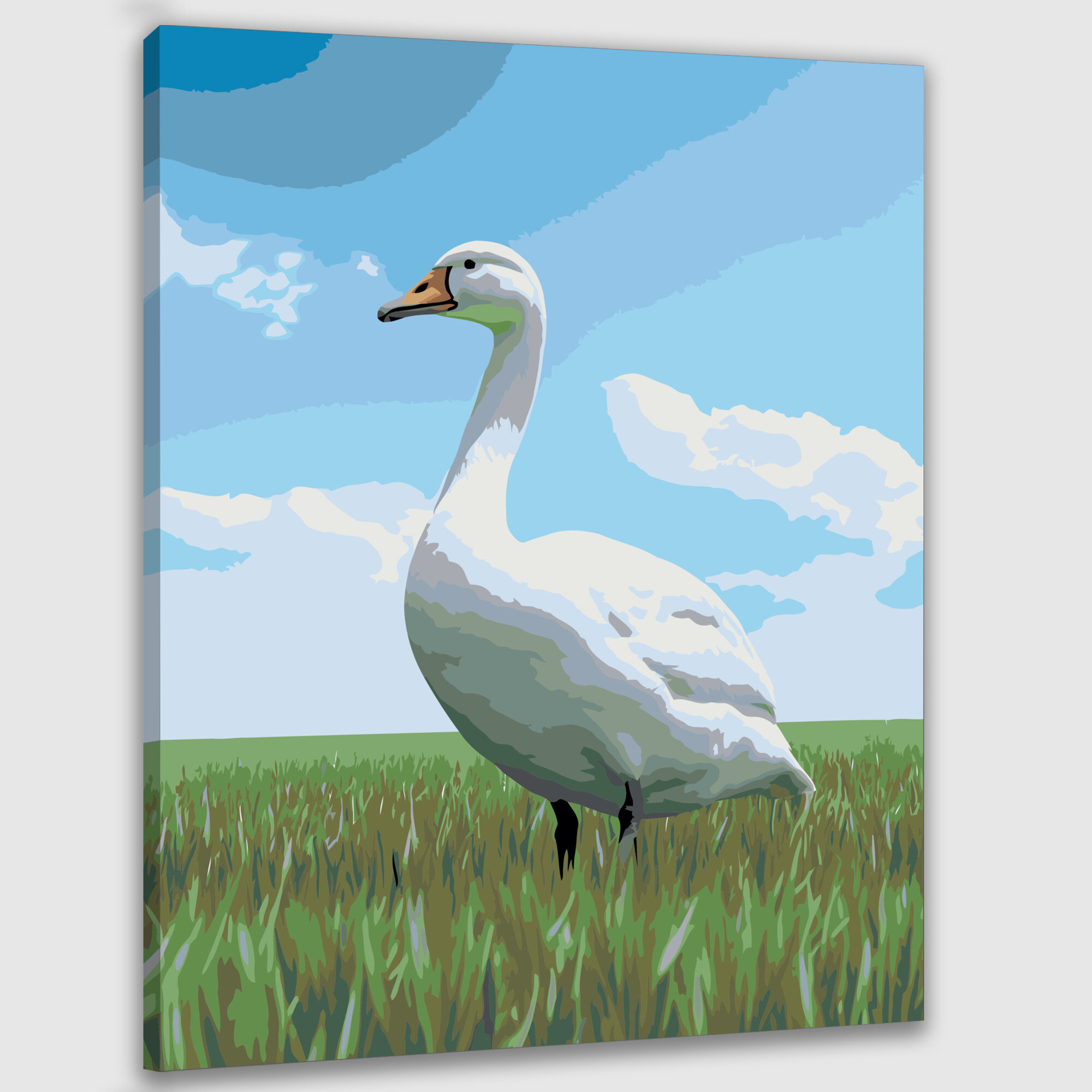 Картина по номерам 40x50 см, гусь, поле, оперение, трава, визуальная композиция, красота природы, простота, гармония