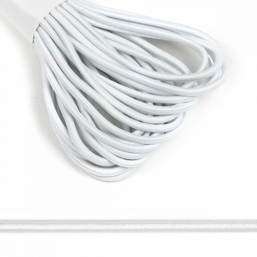 Резинка TBY шляпная (шнур круглый) цв. F101 белый 2мм рул.10м (+-0,5м)