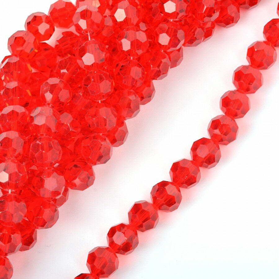 Бусины граненые Рондель (стекло) на нитях TBY-R-2 12мм цв.27 красный уп.1х50 бусин