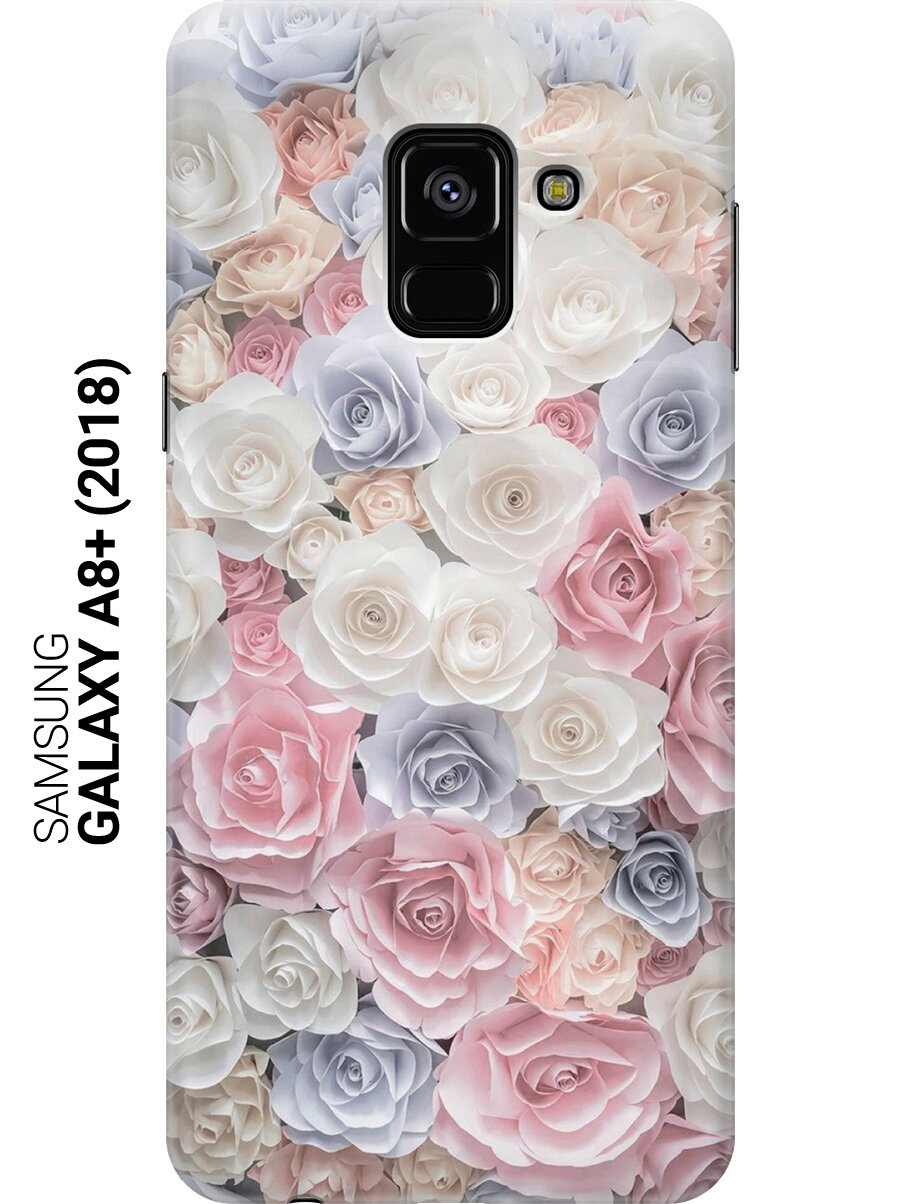 Силиконовый чехол на Samsung Galaxy A8+ (2018), Самсунг А8 Плюс 2018 с принтом "Пастельные розы"