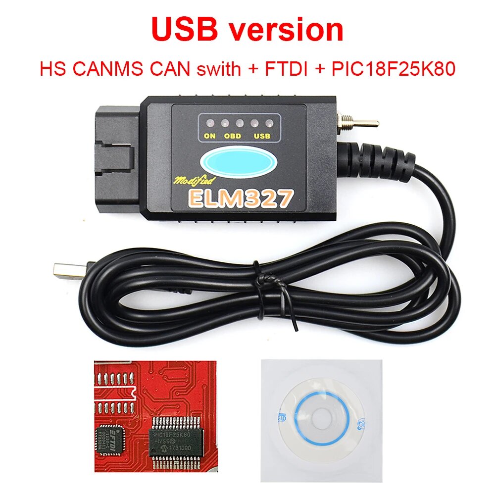 ELM 327 USB Bluetooth работает на Forscan для Ford HS CAN/MS CAN V1.5 автомобильный USB with FTDI