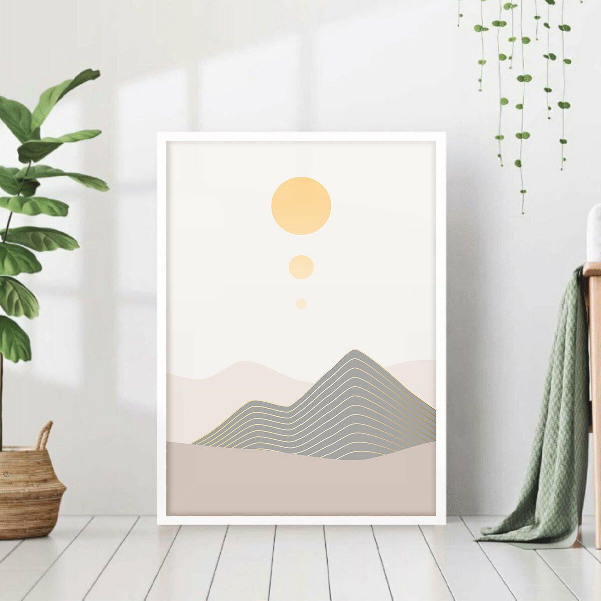 Постер "Природа минимализм" в белой рамке 40x50 см для интерьера на стену