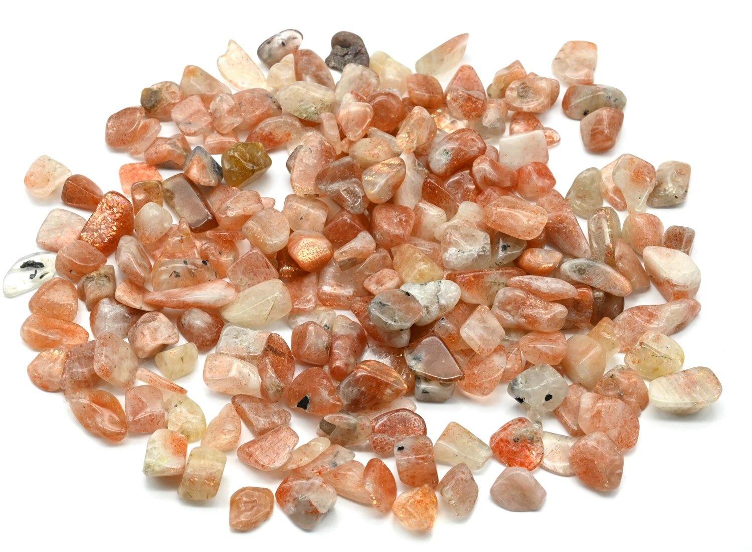 Солнечный камень галтовка фракция 10-15мм, упаковка 100г. .