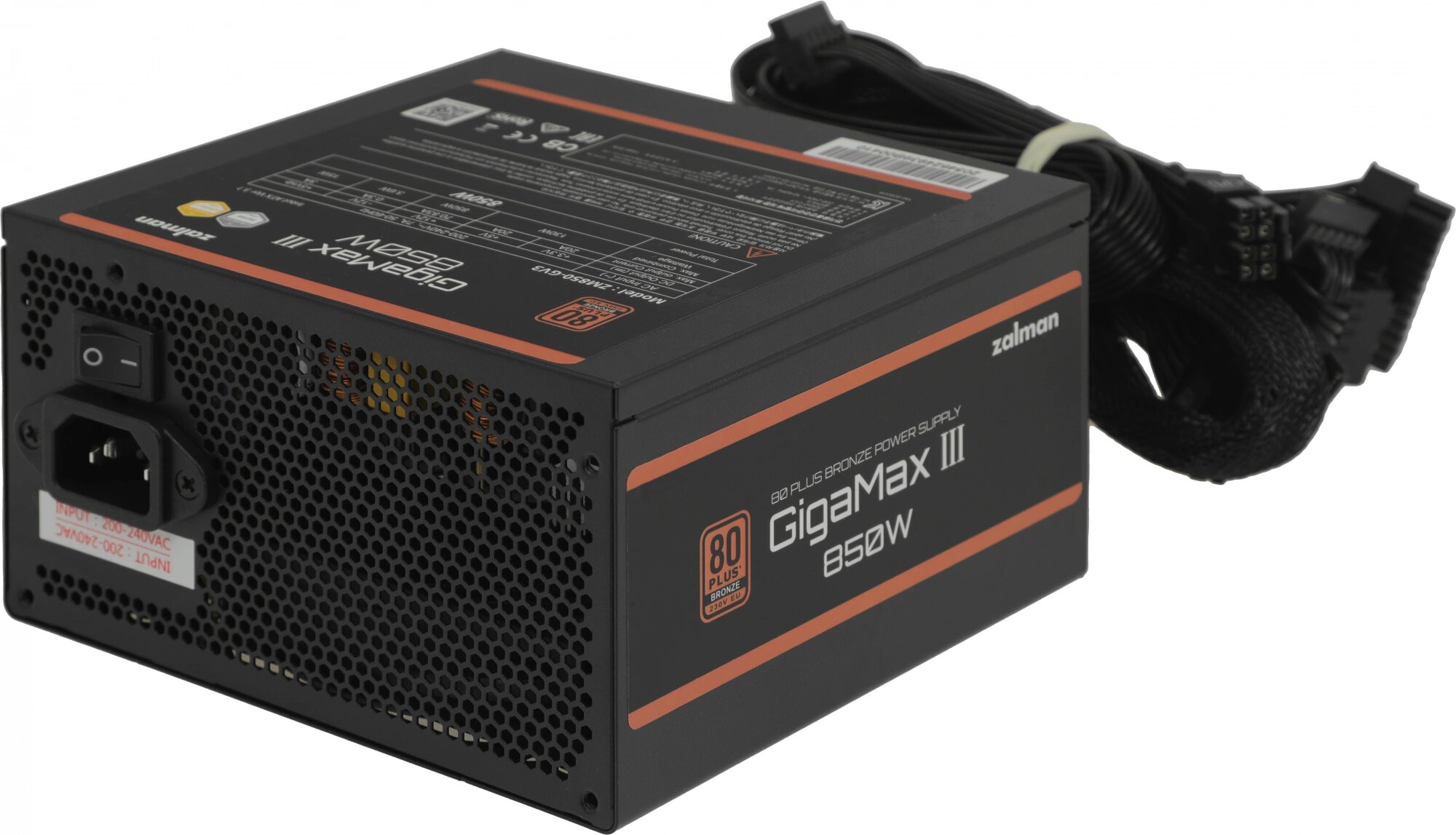 Блок питания Zalman ATX 850W ZM850-GV3 Gen.5 80+ bronze (20+4pin) APFC 120mm fan SATA RTL
