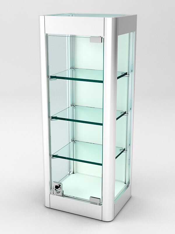 Витрина из профиля настенная "вайб ИКС" №6-3П-ДСП-170 (задняя стенка ДСП), Белый