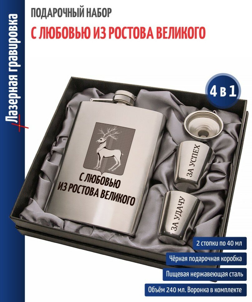 Набор "С любовью из Ростова Великого" (фляжка, стопки, воронка)