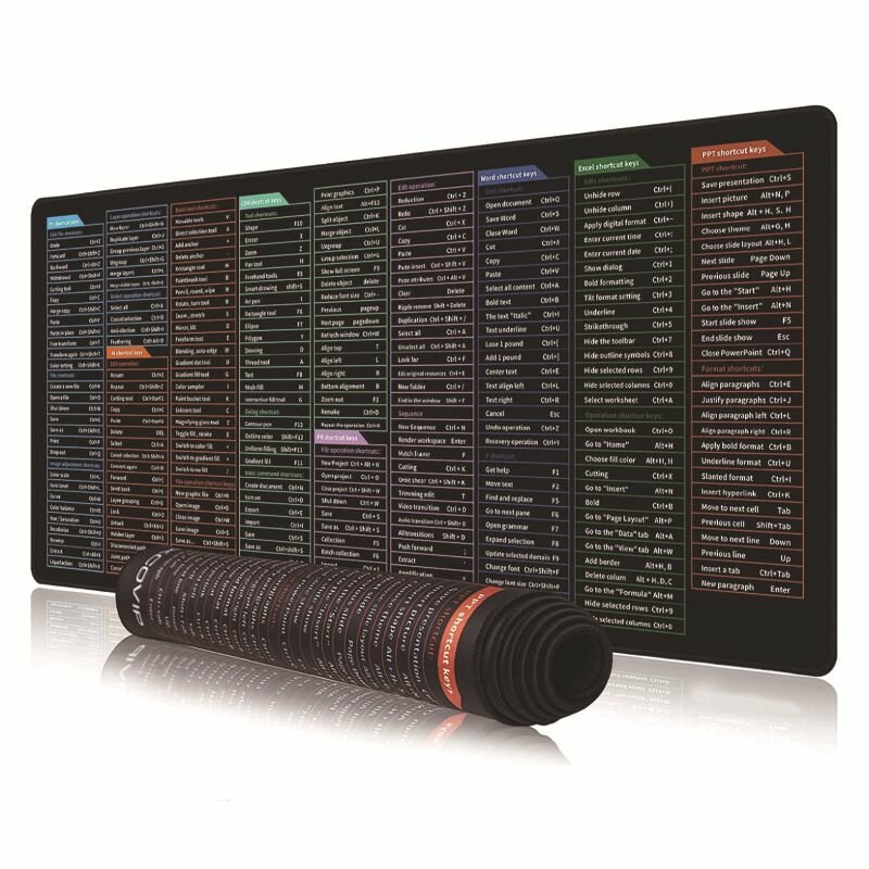 Excel Сочетания клавиш игровой коврик для мыши настольный коврик 400x900x3мм, черный, синий