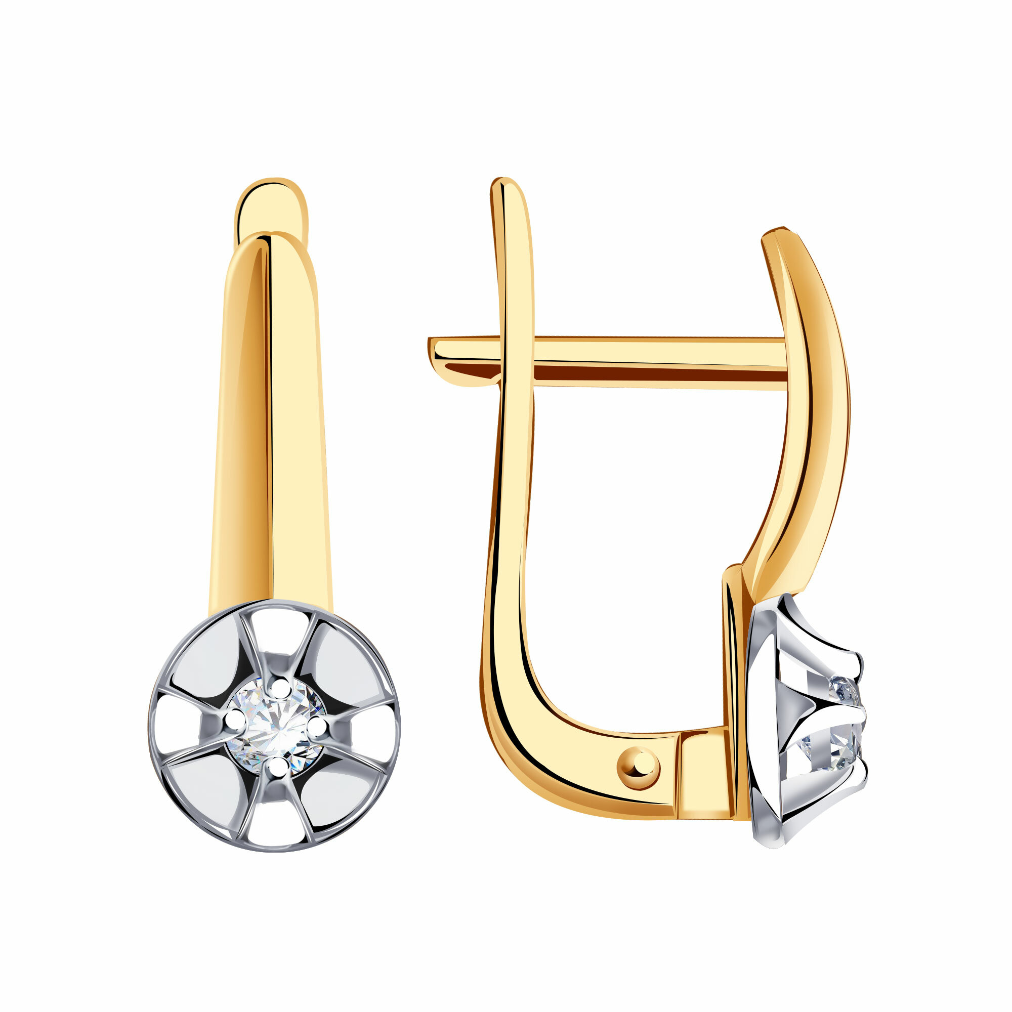 Серьги, красное золото, 585 проба, бриллиант