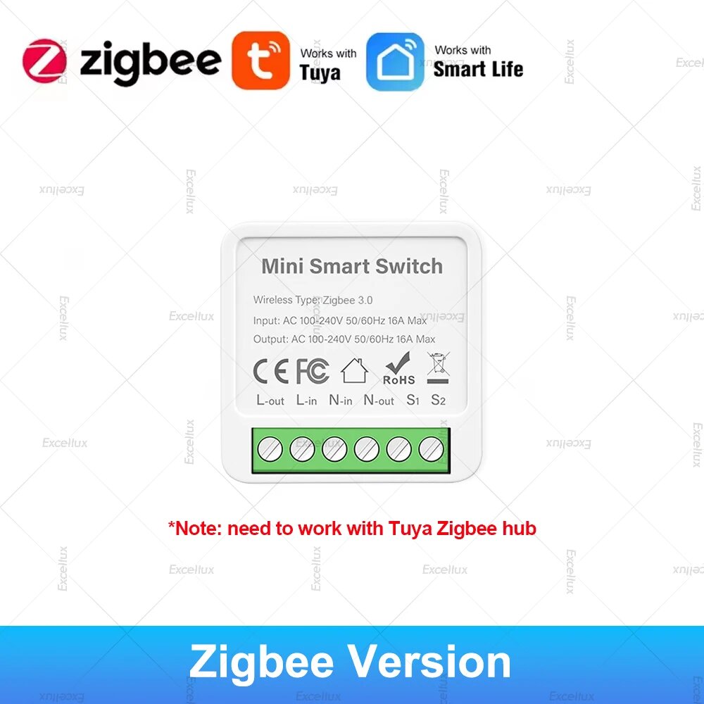 Excellux Туя ZigBee умный мини выключатель 16A