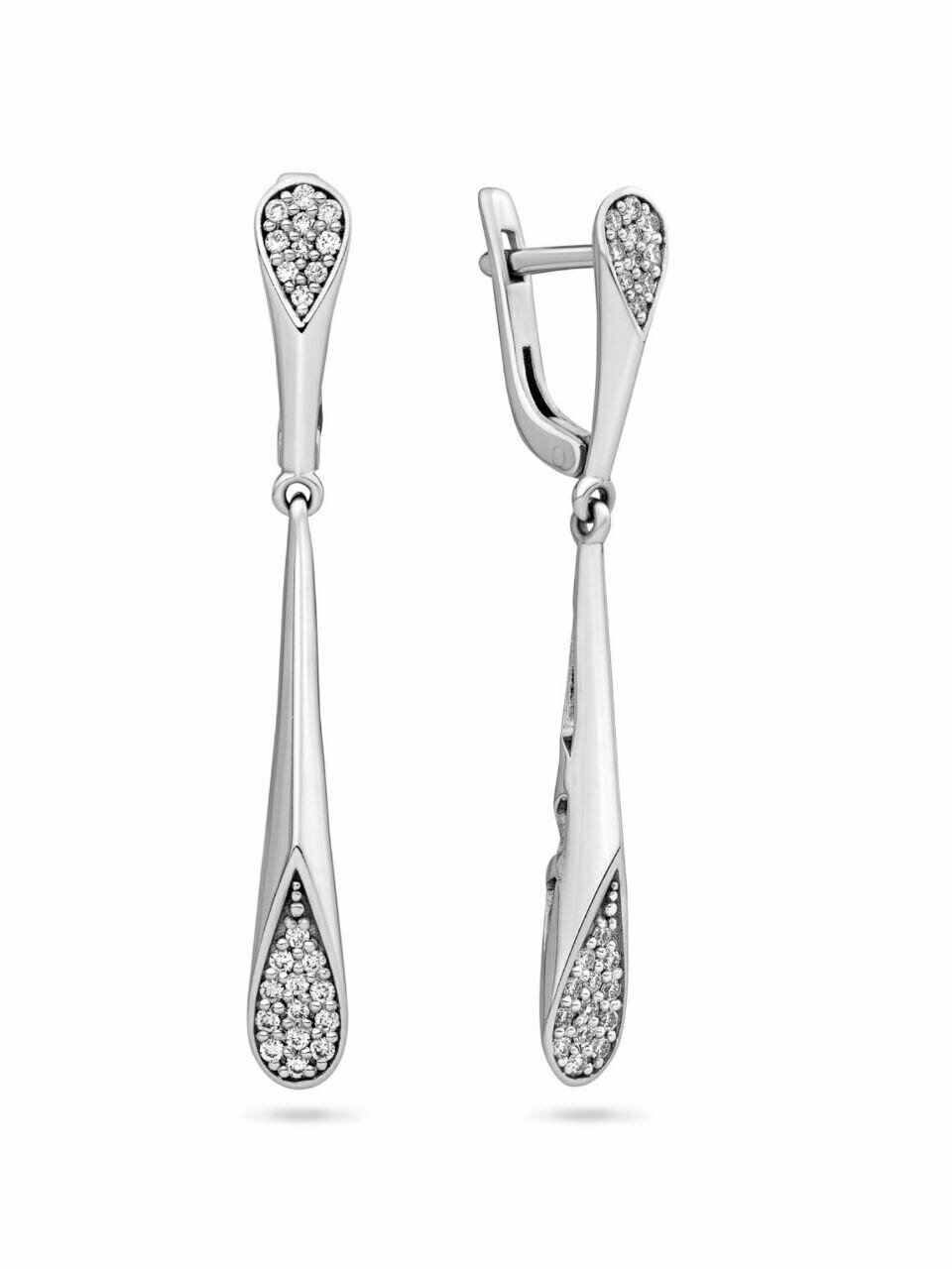 Серьги, белое золото, 585 проба, бриллиант