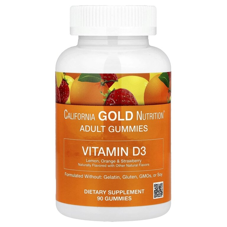 Пастилки California Gold Nutrition Vitamin D3 gummies со вкусом фруктов и ягод, 280 г, 90 шт.