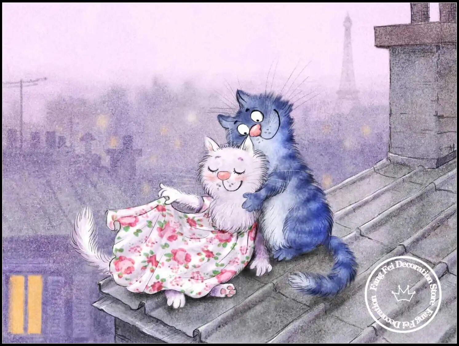 Алмазная мозаика на подрамнике "Синий Кот" круглые бриллианты 40х50см