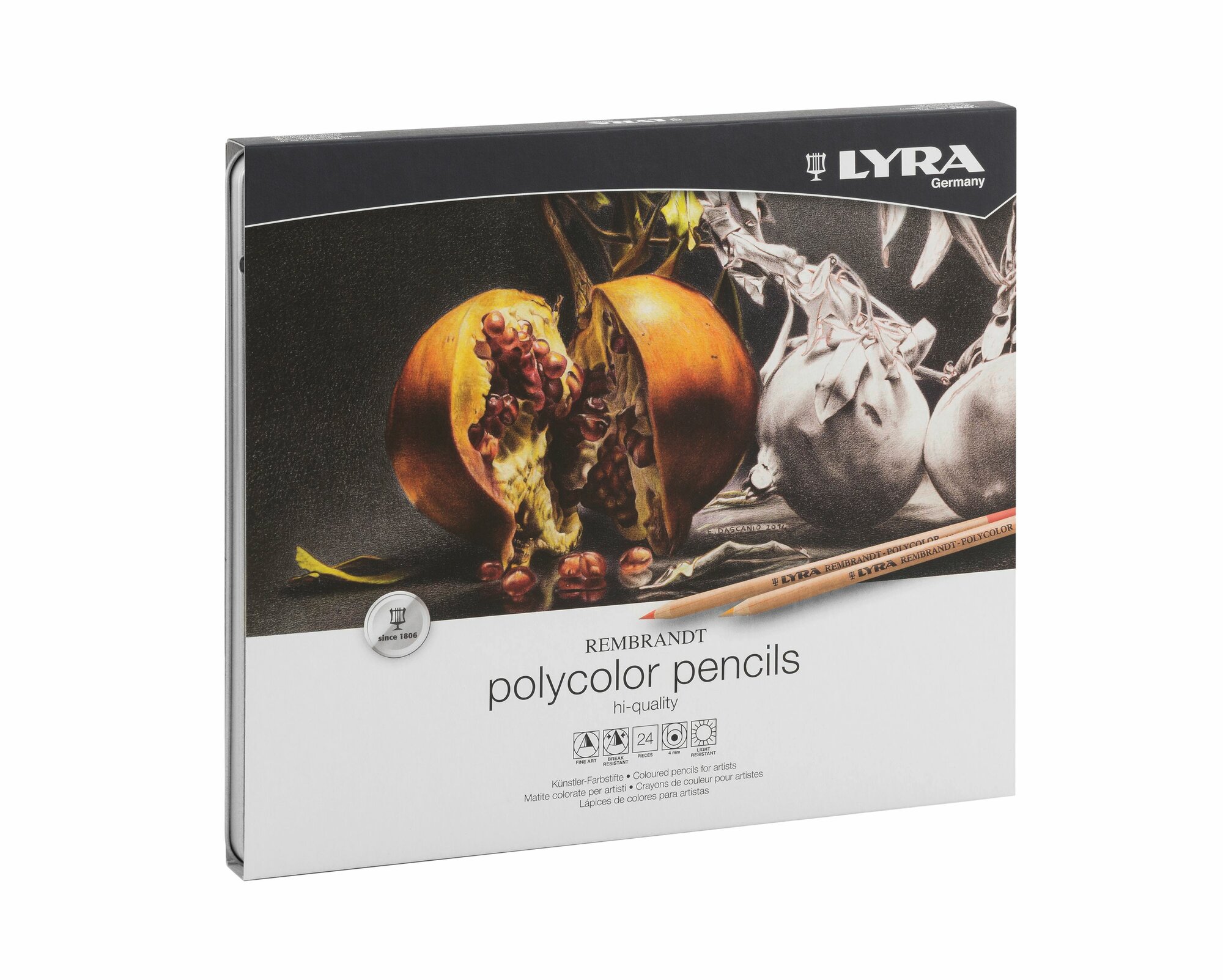 LYRA Rembrandt POLYCOLOR карандаши художественные, набор 24 цвета в металлическом футляре, L2001240