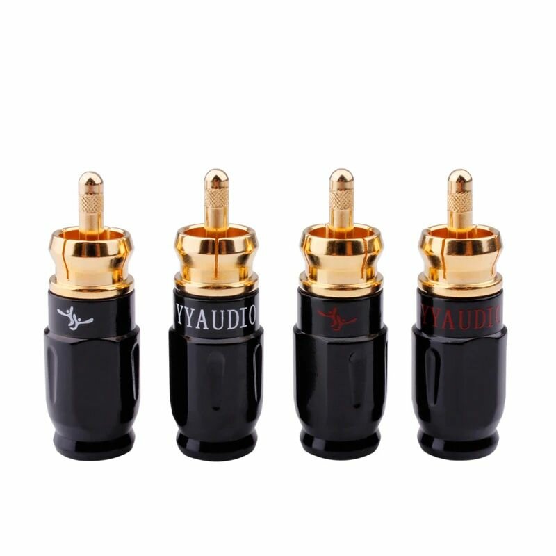 Разъем RCA-штекера 24K Gold, аудиокабель, разъем для динамика, запираемый, регулируемый аудиоразъем
