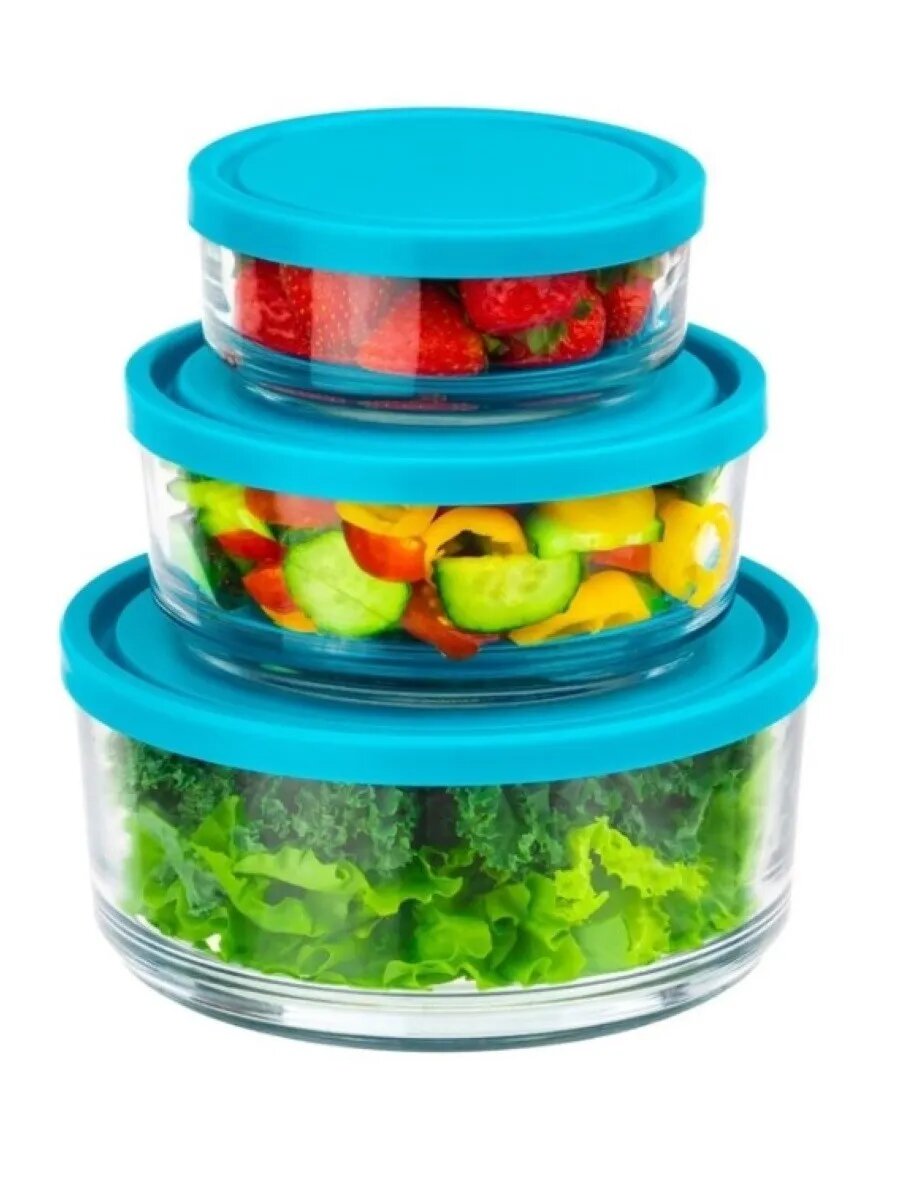 Набор форм для хранения ABAN, стекло, для заморозки, прозрачные, 3 предмета