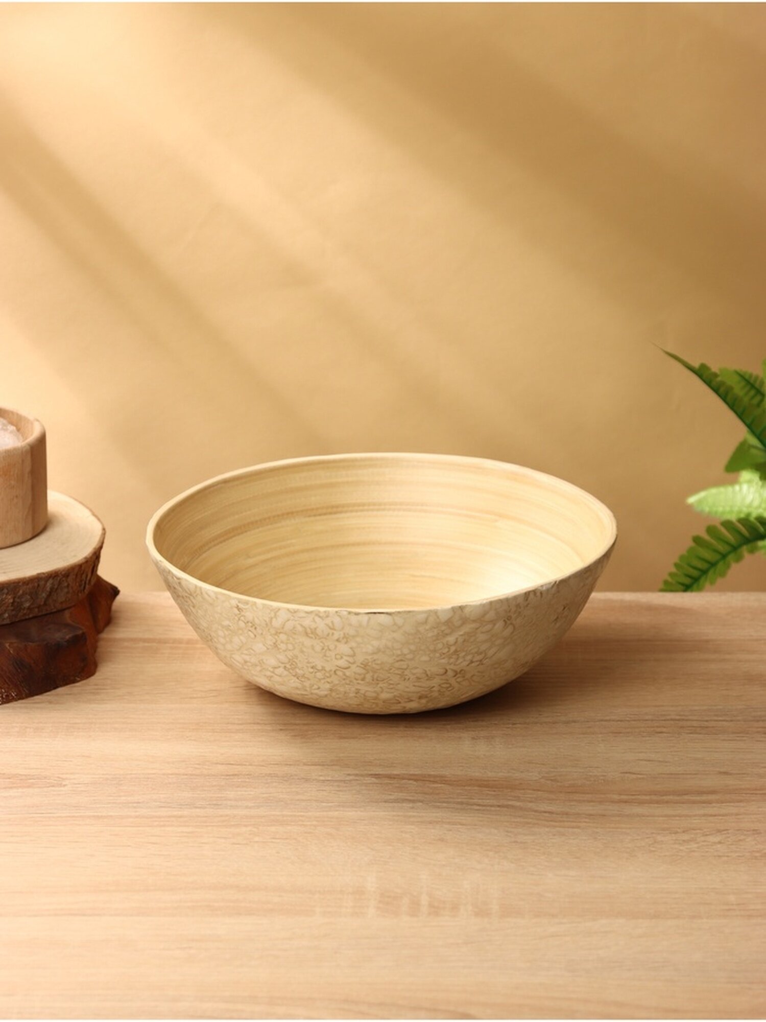 Салатник Сима-ленд, из бамбука, 25 см, ручная работа, бежевый