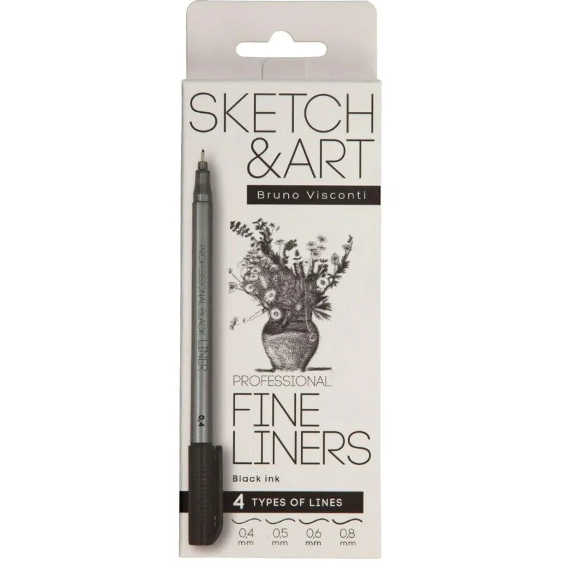 Набор линеров утолщенных Sketch&Art черного цвета, 4 шт. 36-0032 1758595