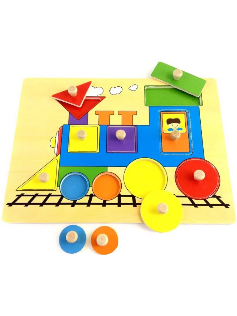 Пазлы для малышей деревянные рамка вкладыш Локомотив