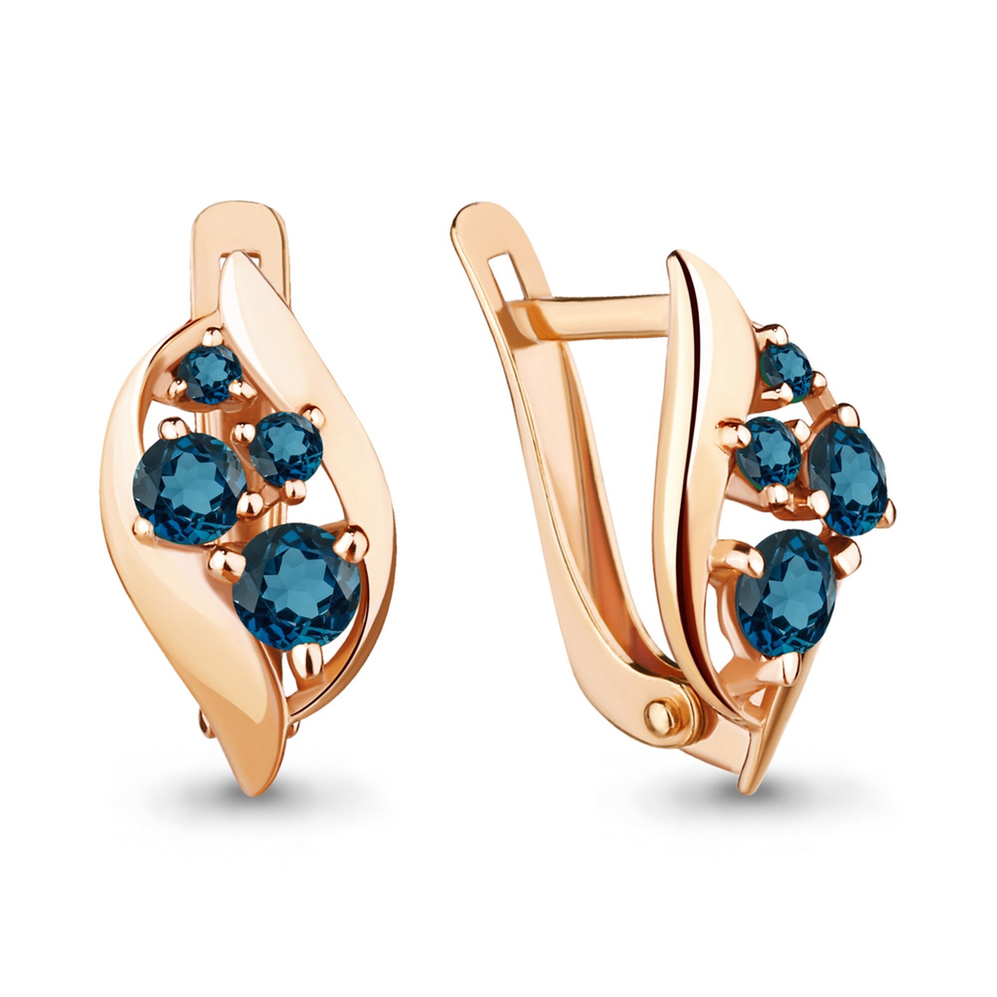 Серьги Diamant online, серебро, 925 проба, золочение, Лондон топаз