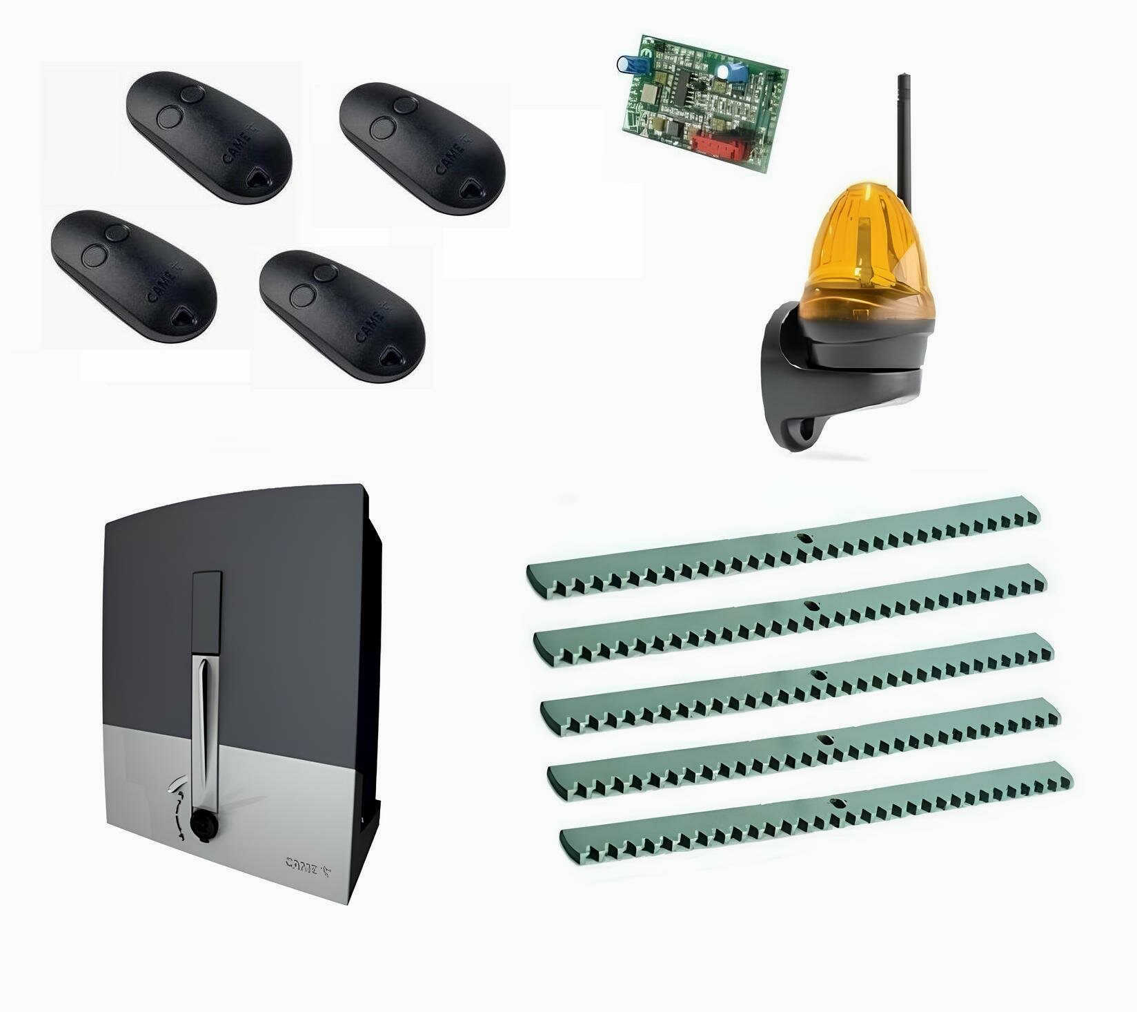 Автоматика для откатных ворот BXL04AGS KIT5-LK-T4, комплект: привод, радиоприемник, 4 пульта, лампа, 5 реек