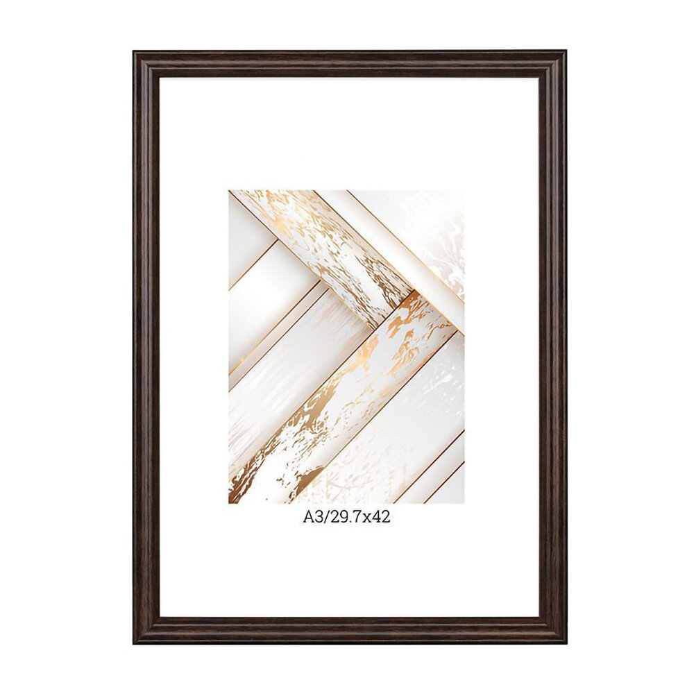 Фоторамка, рамка для фотографии, постера, рисунка, вышивки 30х42 см, 29,7х42 (a3) см, галерейная 3, фигурный багет, темно-коричневая, венге GF 6603