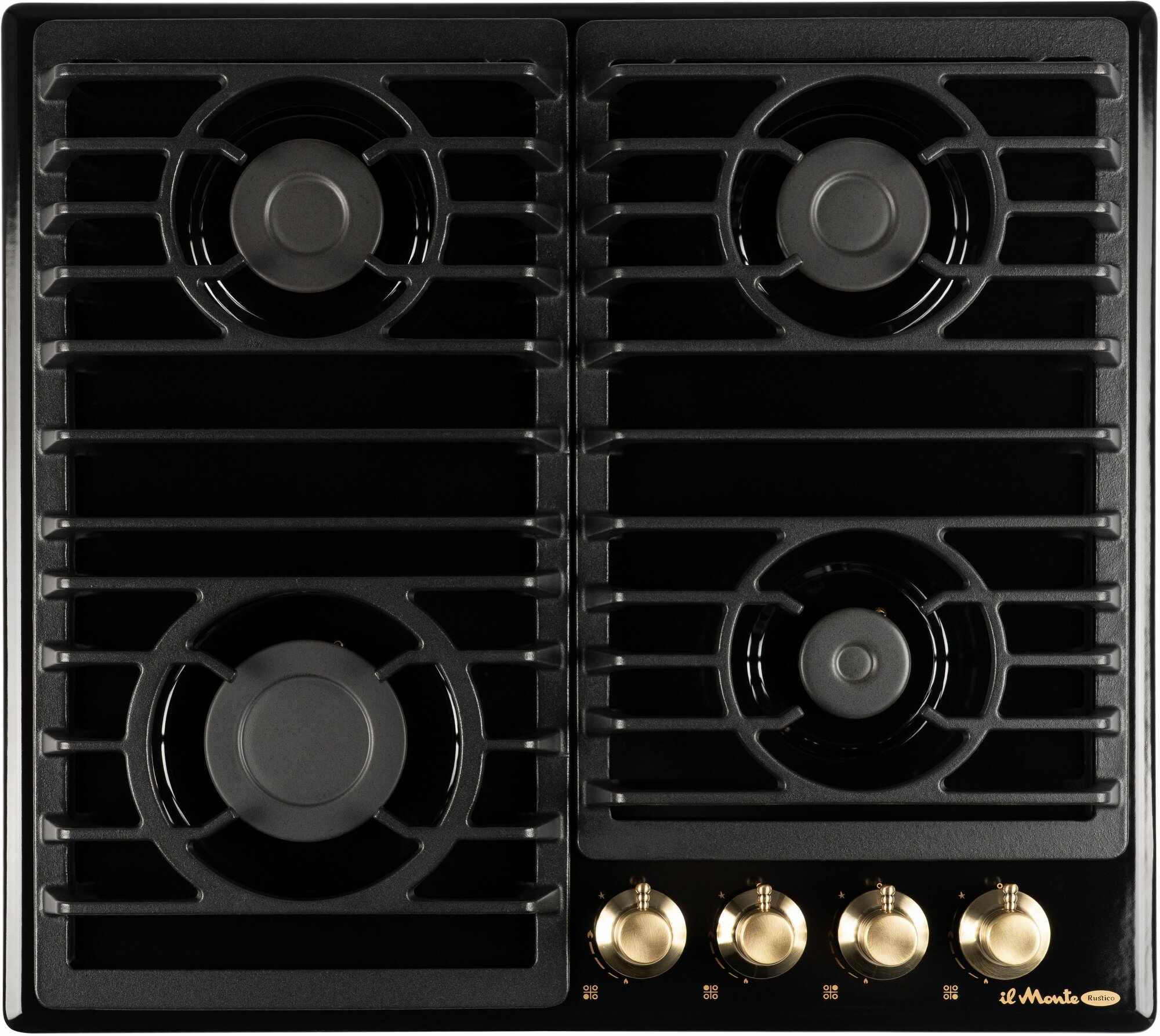 Варочная панель газовая, Деревенский, Рустик (RUSTICO), Газ-контроль, Чугунные решетки, газовая il Monte BH-676E-RUSTICO