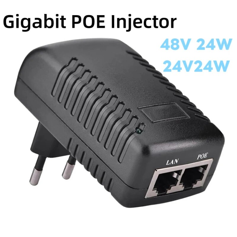 PLUSPOE PoE-инжектор 48В 24В 24Вт Gigabit 24 В, EU plug