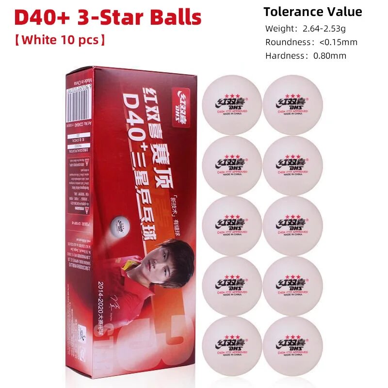 Мячи для настольного тенниса DHS D40+ 3 star, 10 шт, белые