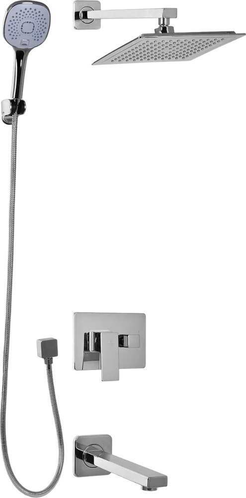 Душевой комплект Wisent WP8577 6 в 1, встраиваемый, с внутренней частью в комплекте, со смесителем, с изливом, с тропическим душем, хром, глянцевый, душевая система