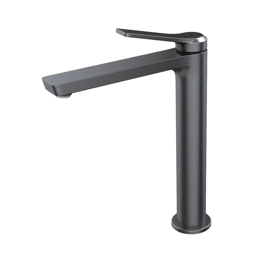 Смеситель для раковины IDDIS Parker PARGM01i01 серый, матовый, кран для ванной в раковину, из латуни, рычажный, с керамическим картриджем, с функцией экономии расхода