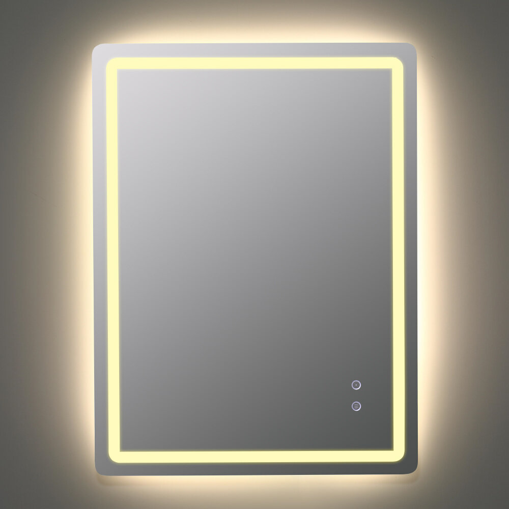 Зеркало в ванную настенное с подсветкой и антизапотевание, прямоугольное 80*60 см