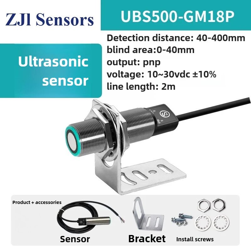 Ультразвуковой датчик ZJI UBS500-GM18P, 40-400мм, PNP