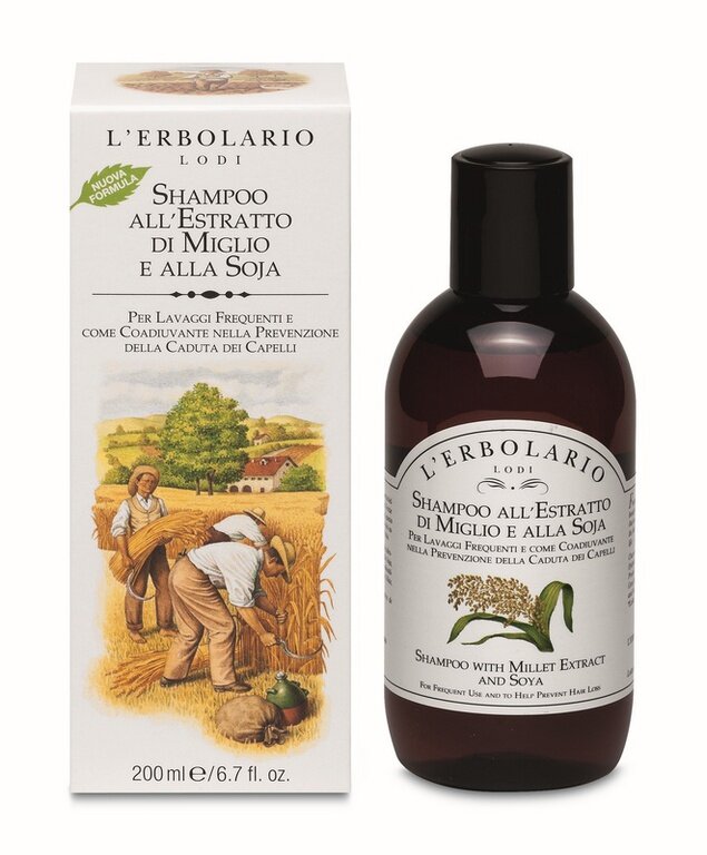 LERBOLARIO Shampoo with Millet Extract and Soya Шампунь Италия 200 мл