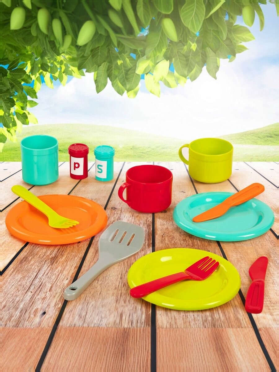 BATTAT Набор игрушечной посуды ДеЛюкс 65 предметов чайник сковорода аксессуары для детей от 3 лет