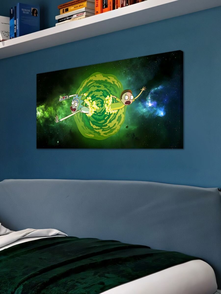 Картина на стену "Рик и Морти Портал", 80 см х 40 см