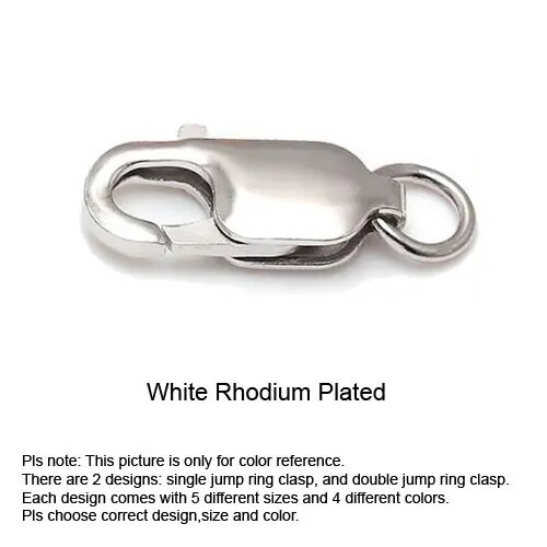 Застежки-карабины Joymark из серебра 925, 8-16 мм, 4 Белый, 12mm double ring, White Rhodium Plated