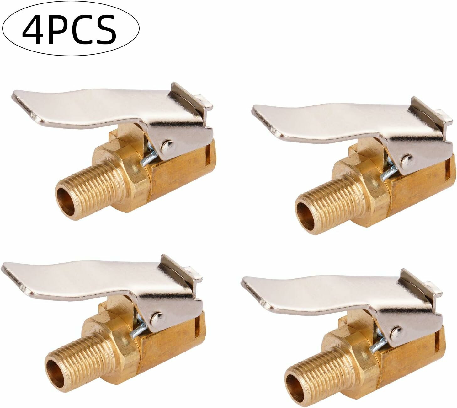 4 шт. адаптера для вентиля автомобильной шины 8 мм, латунный соединитель для вентиля накачки шин легкового или грузового автомобиля, латунная насадка для пневматического компрессора, зажим для воздушного насоса (8 мм)